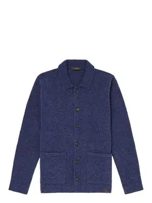 SLOWEAR Bouclé Wool-blend Cardigan - Navy