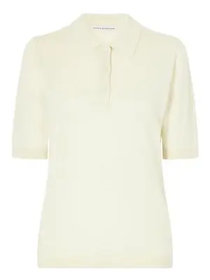 Studio Nicholson Ribbed Merino Wool And Silk-blend Polo Sweater - Neutrals