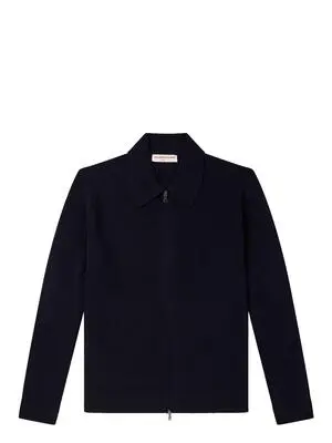 Orlebar Brown Shelby Ribbed Merino Wool Zip-up Sweater - Blue
