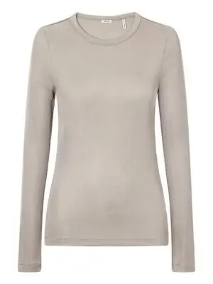 AGOLDE Delphi Ribbed Stretch Long Sleeve T-shirt - Brown
