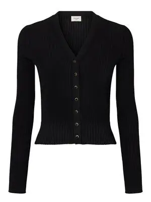 Saint Laurent Ribbed Cardigan - Black