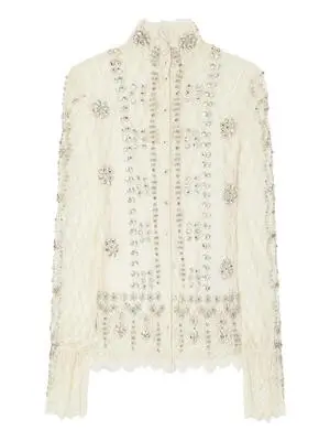 COSTARELLOS COSTARELLOS Embellished Lace Shirt