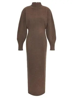 Max Mara Wool-blend High-neck Maxi Dress - Brown