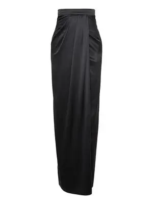 Max Mara Silk Gathered Maxi Skirt - Grey