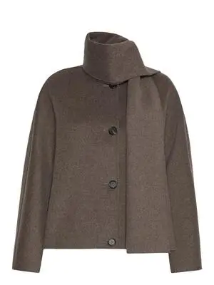 Max Mara Virgin Wool Scarf-neck Jacket - Grey