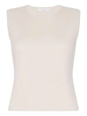 Max Mara Virgin Wool-cashmere Knitted Sleeveless Top - Beige