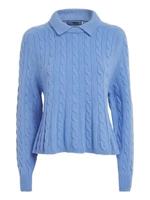 Polo Ralph Lauren Wool-cashmere Peplum Sweater Blue