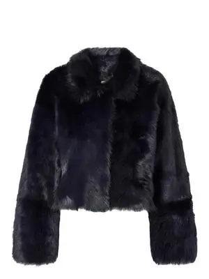 Nour Hammour Cameron Cropped Shearling Jacket - Blue