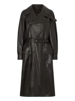 Ralph Lauren Belted Leather Coat - Black
