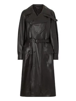 Ralph Lauren Belted Leather Coat - Black