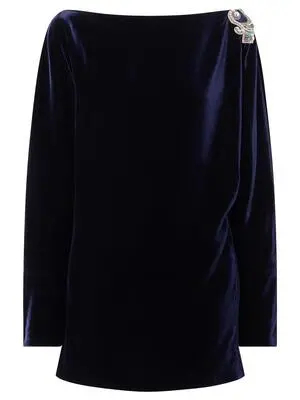 Versace Velvet Mini Dress - Blue