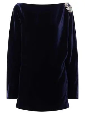 Versace Velvet Mini Dress - Navy