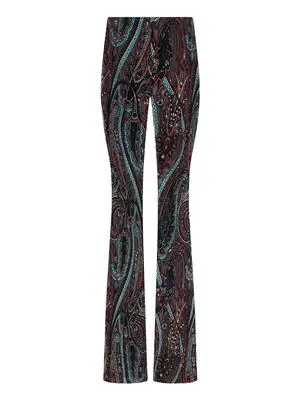 Etro Paisley-appliquéd Mesh Flared Pants - Brown