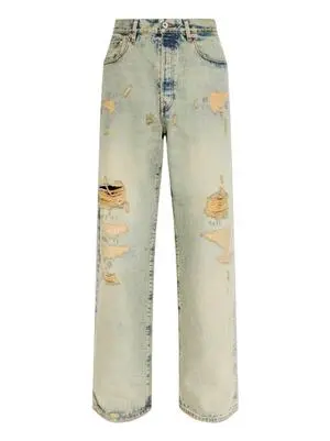 Kenzo Turn Up Wide Fit Jeans - Bleached Blue
