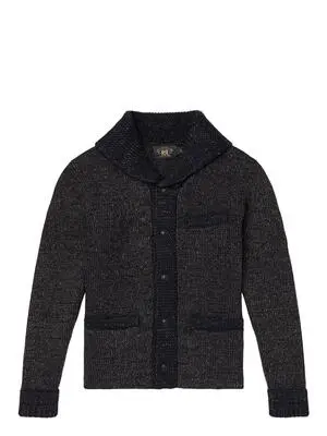 Ralph Lauren Shawl Collar Mélange Wool, Cotton & Silk Blend Cardigan - Blue