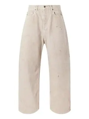 Balenciaga Wide-leg Distressed Paint-splattered Jeans - Neutrals