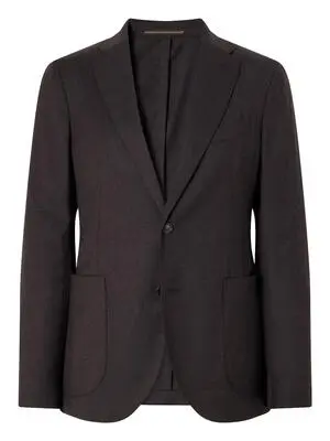 SLOWEAR Wool-blend Flannel Suit Jacket - Brown