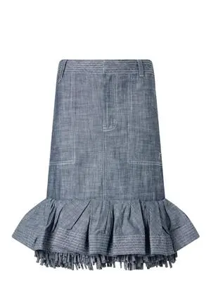Jacquemus La Jupe Cabana Fringed Ruffled Denim Midi Skirt - Gray