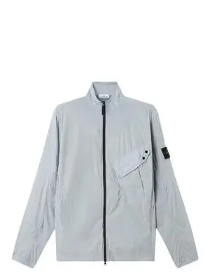 Stone Island Comfort-fit Zip-up Overshirt With Chest Pocket - Ash Grey
