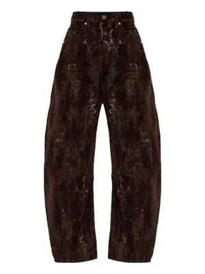 ALLSAINTS High Rise Vintage Tie & Dye Barrel Leg Trousers - Brown