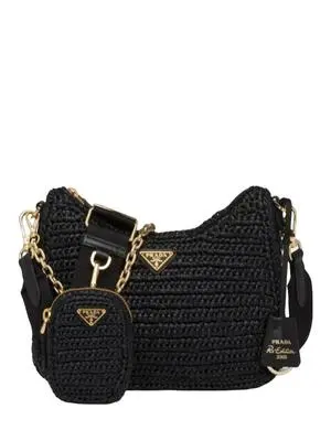 Prada Logo Shoulder Bag - Black