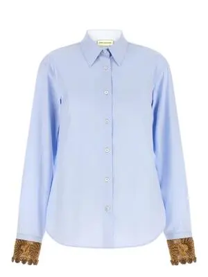 Dries Van Noten Dries Van Noten Embroidered Cuff Long-Sleeve Shirt Light Blue