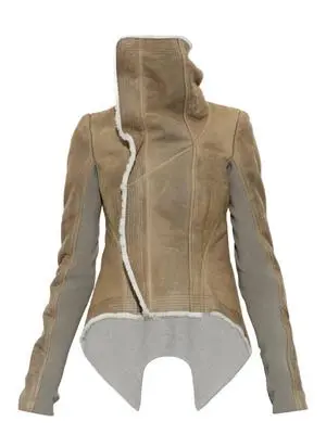 Rick Owens Asymmetric Shearling-detailed Jacket - Brown