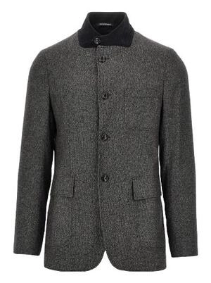 Emporio Armani Long-sleeve Jacket With Stand Collar - Black