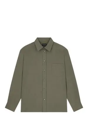 Emporio Armani Viscose Long-sleeve Shirt With A Chest Pocket Green