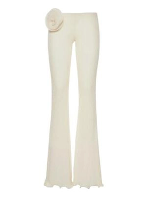 Magda Butrym High-waist Flared Trousers With Floral Applique - White