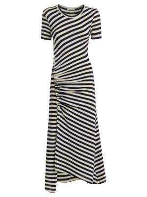Rabanne Striped Midi Dress With Gathered Waist - No