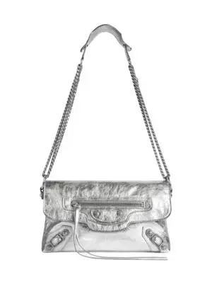 Balenciaga Le City Clutch With Chain - Silver