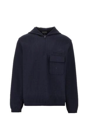 Emporio Armani Piqué Jersey Hoodie - Black