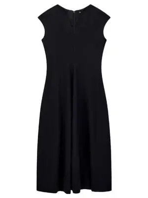 Emporio Armani Sleeveless A-line Dress In Stretch Viscose With V-neck - Black