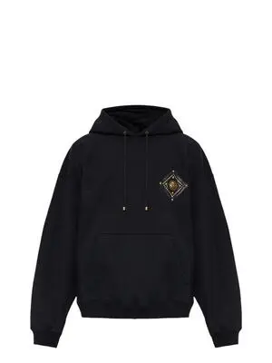 Versace Versace Long Sleeve Embellished Hooded Sweatshirt Black