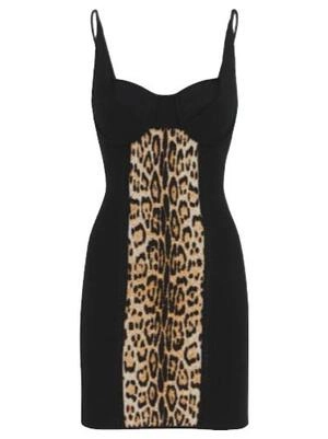 Roberto Cavalli Heart Neckline Animal Print Mini Dress - No