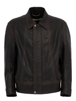 GOLDEN GOOSE Fine Collar Leather Jacket - No