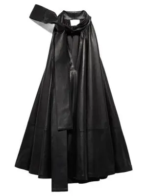 7 For All Mankind Faux Leather Ruffled Dress - Black