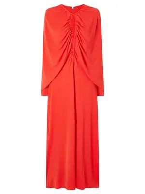 Johanna Ortiz Cape Effect Draped Maxi Dress - Red
