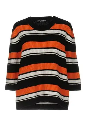 Dolce & Gabbana Striped Short Sleeve Knit Top - Orange