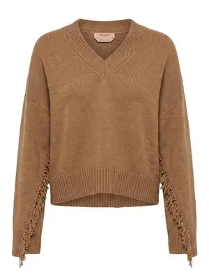 TWINSET Fringed Knit Sweater Brown