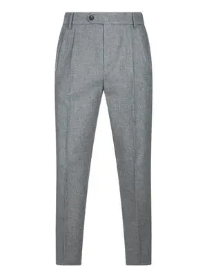 Eleventy Tailored Pleated Wool-blend Trousers - Grey