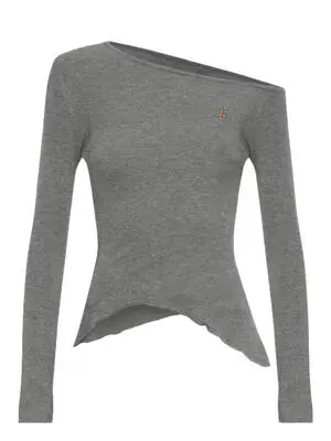 VIVIENNE WESTWOOD Vivienne Westwood Stretch Rib-Knit T-Shirt With Asymmetrical Neckline