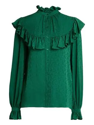 Saint Laurent Saint Laurent Paisley Jacquard Long Sleeve Shirt Green