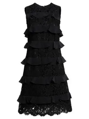 Dolce & Gabbana Sleeveless Ruffled Lace Maxi Dress - Black