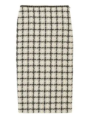 TWINSET Midi Bouclé Skirt With Check Pattern - No