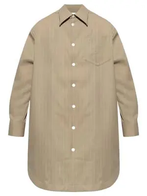 AMI Paris Pinstripe Shirt Dress - Beige