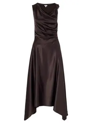 Staud Smooth Satin Sleeveless Midi Dress - Black