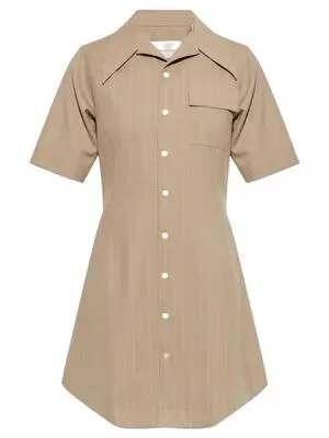 AMI Paris Pinstriped Shirt Dress - Beige
