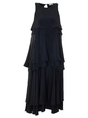 AMI Paris Ruffled Sleeveless Maxi Dress - Black